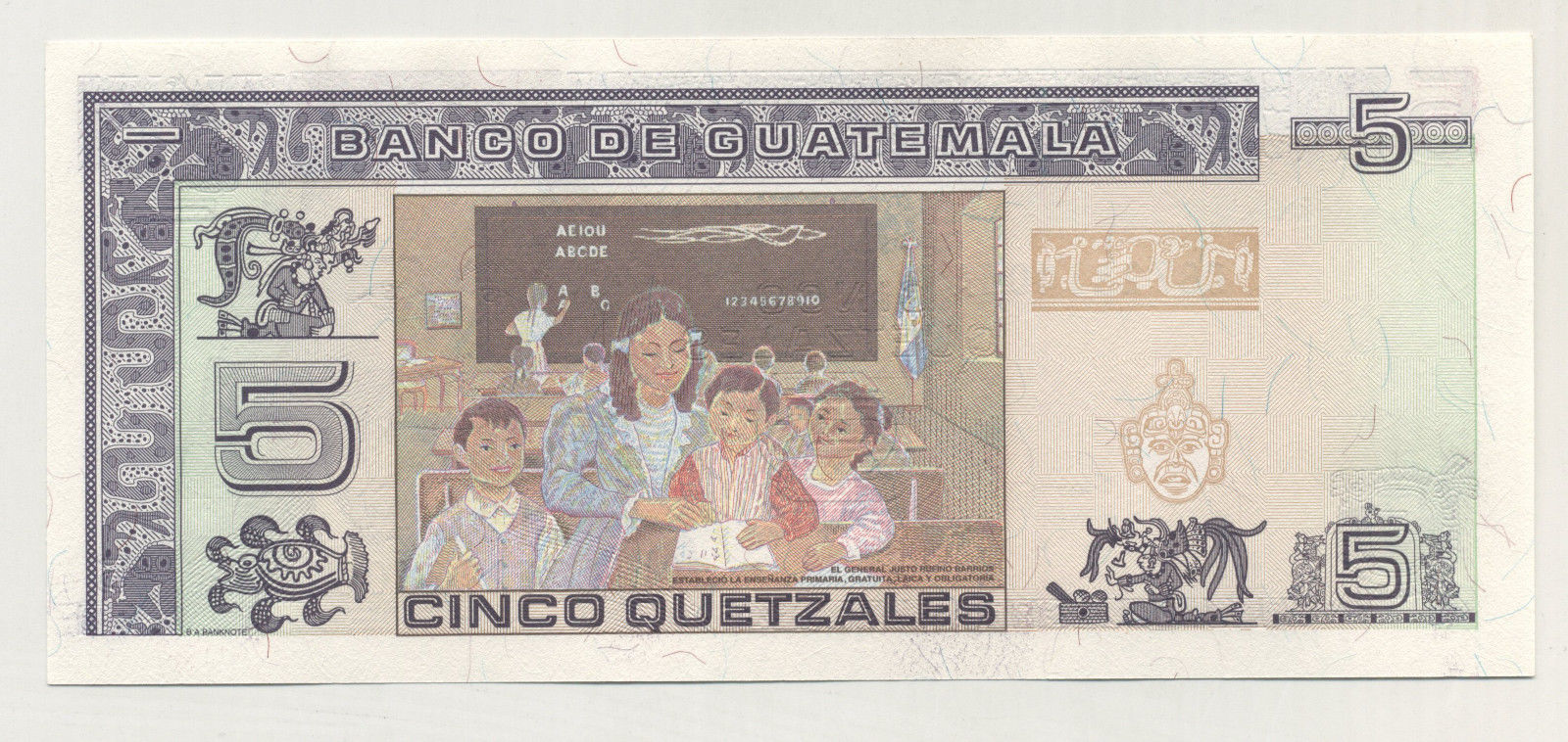 Guatemala 5 Quetzales 29-7-1998 Pick 100 UNC Uncirculated Banknote ...