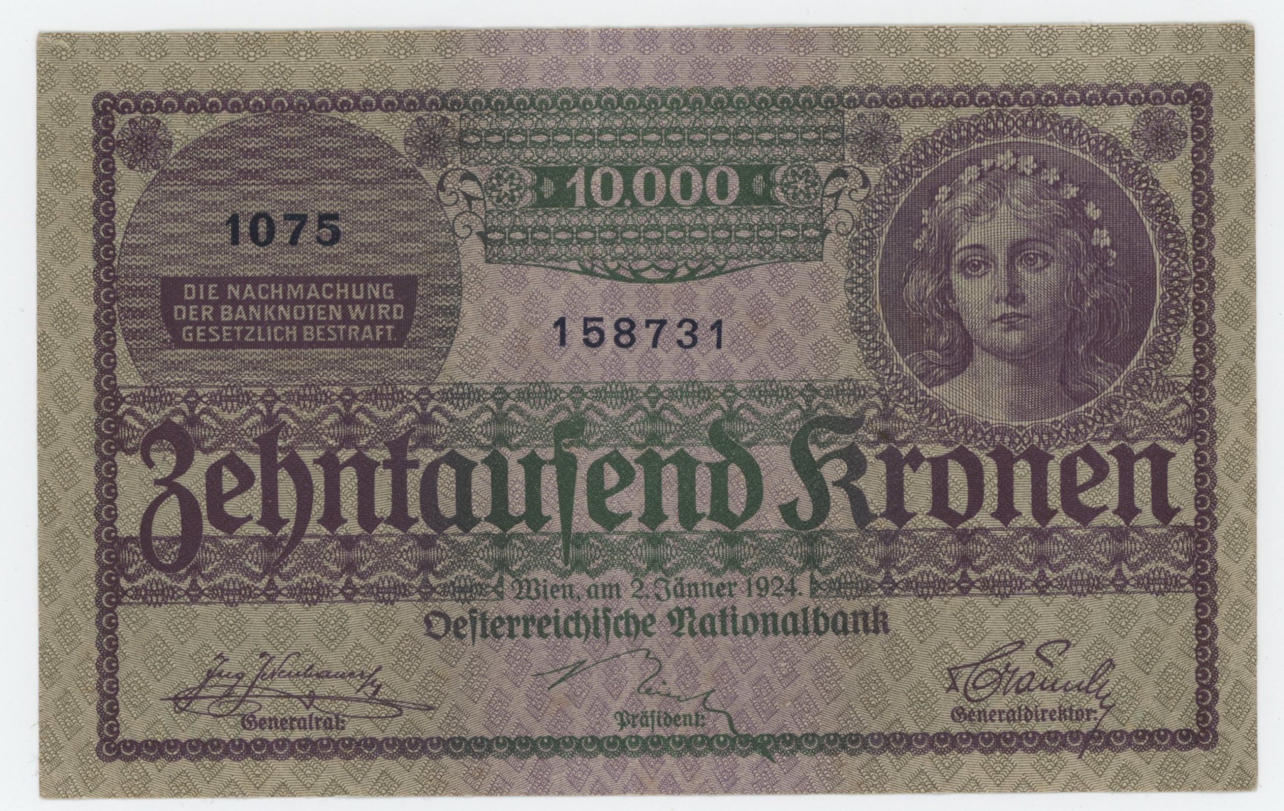 Austria 10000 Schilling 2-1-1924 Pick 85a XF- Circulated Banknote – Numismática en Barcelona ...